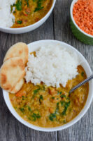 Easy Red Lentil Dal Recipe with Coconut Milk and Spinach